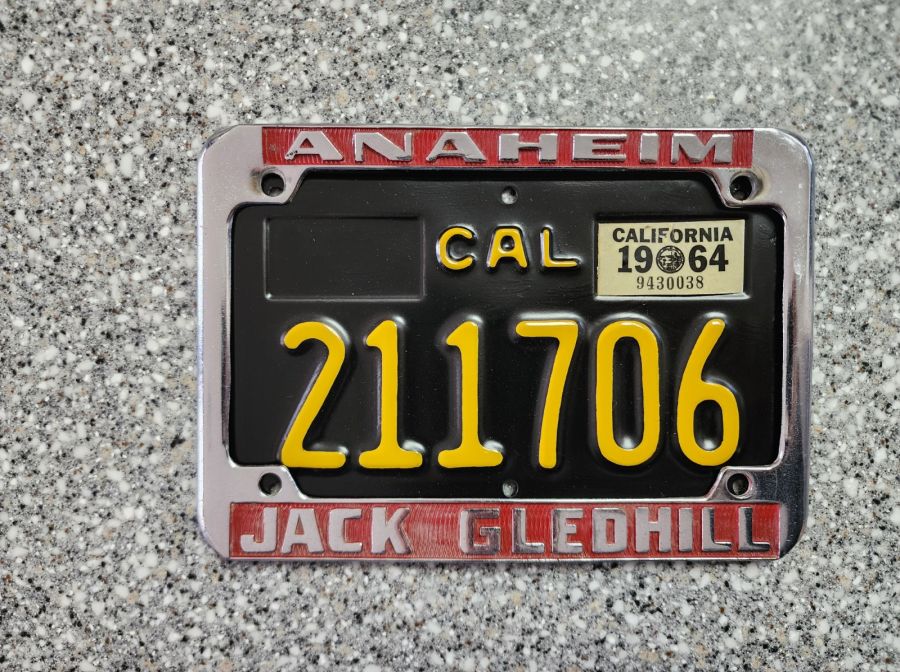 1964 California Motorcycle License Plate, DMV
