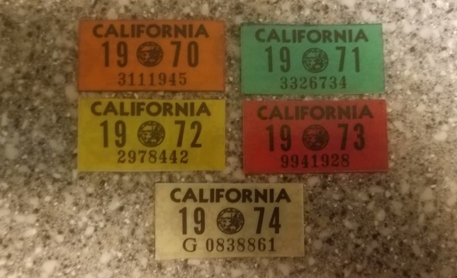 CA License Plate Validation Sticker, 1970 to 1980