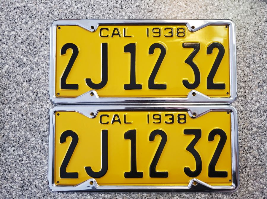 1938 California License Plates, Pro-Restored, DMV