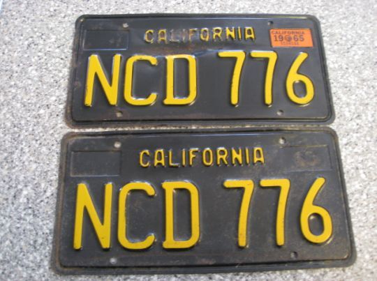 1965 California License Plates, DMV Clear