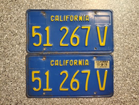 1974 California Commercial License Plates, DMV Clr