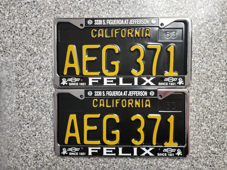 1963 California License Plates, Pro-Restored, DMV